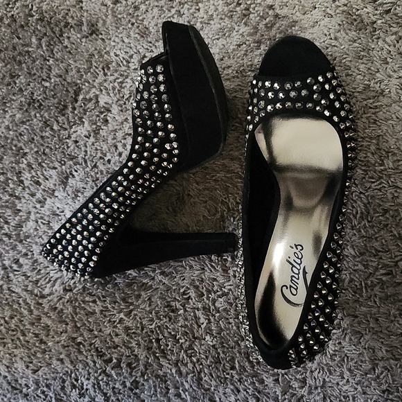 Candie's | Shoes | Black Bedazzled 4 Inch Heals | Poshmark